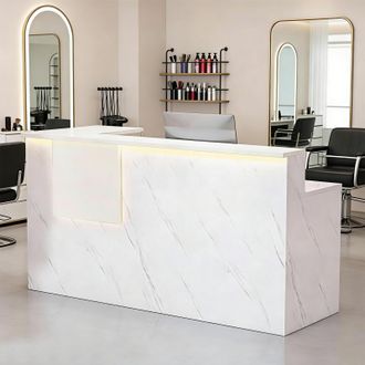 Generic Empfangstheke mit LED-Beleuchtung Empfangstheke mit abschlie&szlig;baren Schubladen Stauraum und Tastaturablage Ideale Kassentheke f&uuml;r B&uuml;ro Zuhause oder Kli