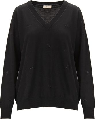 Herno Femme, Pulls, Noir, Taille: 44 FR V-neck Tricots