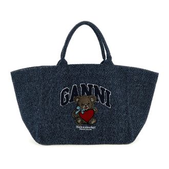 Ganni Femme, Sacs, Bleu, Taille: ONE Size XXL Bear Shopping Bag
