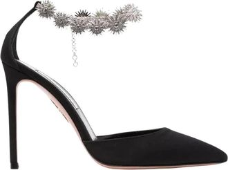 Aquazzura Femme, Chaussures, Noir, Taille: 37 1/2 EU Talons hauts noirs orn&eacute;s de cristaux