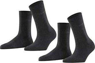 Esprit Uni Multipack W So coton unies lot de 2 paires, Chaussettes Femme, Gris Anthracite Melange 3080, 35-38