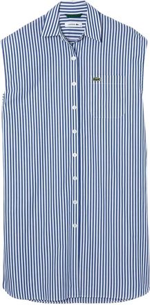 Lacoste Hemdblusenkleid f&uuml;r Damen &Auml;rmellos (Blau/Wei&szlig;)