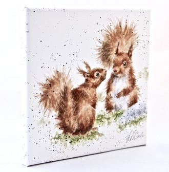 Wrendale Designs Eichh&ouml;rnchen Druck auf White Square Canvas 20 Zentimeter Zwischen Freunden