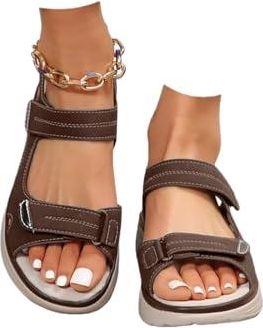 Generic Sandales compens&eacute;es orthop&eacute;diques pour femme avec sangle de cheville - Soutien de la vo&ucirc;te plantaire - Chaussures &agrave; bout ouvert - Espadrilles &agrave; talon 