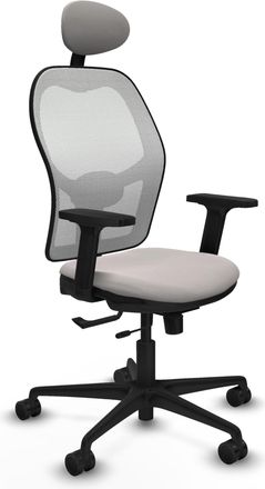 Piqueras y Crespo B&uuml;rostuhl aus wei&szlig;em Netzgewebe mit 2D-Armen, h&ouml;henverstellbare Lendenwirbelst&uuml;tze und festes Kopfteil, ausgestattet mit Syncro/Traslack und injiziert