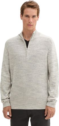 Tom Tailor Herren Multicolor Troyer Pullover mit Wollanteil, 36936 - Offwhite Spacedye, XXL