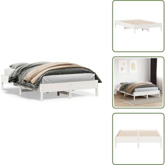 vidaXL Massivholzbett ohne Matratze Wei&szlig; 140x200 cm Kiefernholz - Holzbett - Kiefernholzbett - Doppelbett - Wei&szlig;es Bett - Boxspringbetten