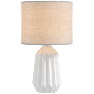 HOMCOM Tischlampe Tischleuchte, Nachttischlampe mit Leinenschirm, Wippschalter, Vintage Schreibtischlampe Leselampe f&uuml;r Schlafzimmer Wohnzimmer, E27 Fassung,