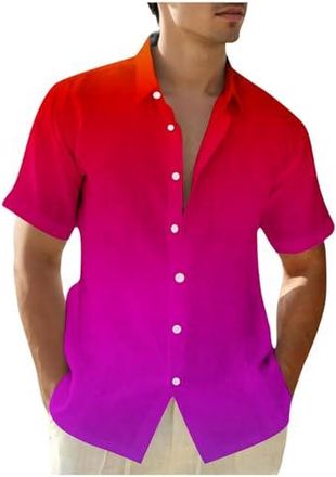 Generic Chemise &agrave; manches courtes pour homme, style d&eacute;contract&eacute;, classique, col rabattable, &eacute;l&eacute;gant, extensible, l&eacute;ger et confortable, chemise boutonn&eacute;e pour 