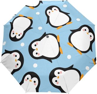 HMZXZ RXYY Niedlich Pinguin Karikatur Polka Punkt Falten Auto &Ouml;ffnen Schlie&szlig;en Regenschirm f&uuml;r Frauen M&auml;nner Jungs M&auml;dchen Winddicht Kompakt Reise Leicht Re