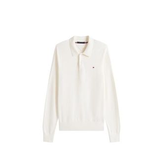 Tommy Hilfiger Polo uni &agrave; manches longues en coton et chachemire