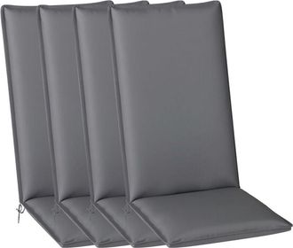 OUTSUNNY Lot de 4 coussins galettes assise dossier de chaises fauteuils de jardin polyester gris