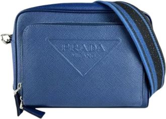 Prada unisex, Pre-owned, Bleu, Taille: ONE Size Sac bandouli&egrave;re en cuir Pre-owned