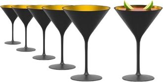 Stölzle Elements Cocktailgläser Schwarz/Gold 6er-Set 240 ml - Stilvolle Cocktail Gläser ideal für Martini & Manhattan - Martinigläser aus bleifreiem Kristallg