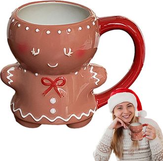Generic Cartoon-Tassen aus - niedliche Weihnachtstasse, Keramik-Milchbecher | kreative Getr&auml;nkebecher f&uuml;r Paare mit Lebkuchengriff, niedlicher Wasserbecher zu