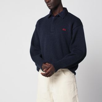 Loewe Navy blue wool polo sweatshirt