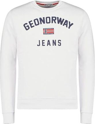Geographical Norway Gassier Men - Sweat A Capuche Poches Homme - Sweatshirt Pull Logo Manches Longues Chaud - Hoodie Hommes Saison Printemps Ete Automne Hiver (Blanc Mari