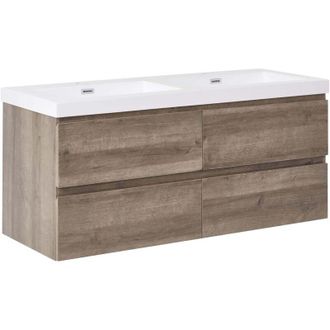 Beliani Wandmontierter Waschtischunterschrank mit Doppelwaschbecken VIEDMA 120 cm Taupe