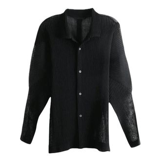 Issey Miyake Rustikales Mesh-Hemd - - Shirts - Herren - Schwarzk - XL