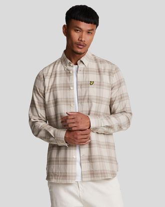 Lyle & Scott Tonal Check Flanellhemd - Heller Nebel/Heritage Taupe