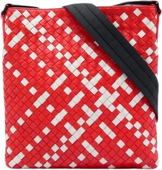 Bottega Veneta Sac bandouli&egrave;re en cuir tress&eacute; Pre-owned - Femme - Pre-owned - Rouge - Taille: ONE Size