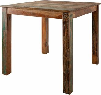 Massivmoebel24 Table &agrave; manger 80x80 Bois de r&eacute;cup&eacute;ration laqu&eacute; Multicolore nature of spirit 124