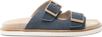 Brunello Cucinelli claquettes en toile - Bleu