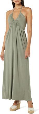 The Drop Damen Kapri Gerafftes Neckholder-Kleid, Vetiver Green, 3XL Große Größen