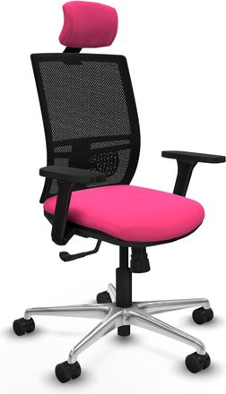 Piqueras y Crespo Rosa Schreibtischstuhl mit Rollen Yunquera mit 3D-Armen, h&ouml;henverstellbare Lendenwirbelst&uuml;tze und h&ouml;henverstellbares Kopfteil, ausgestattet mit 4 Posi