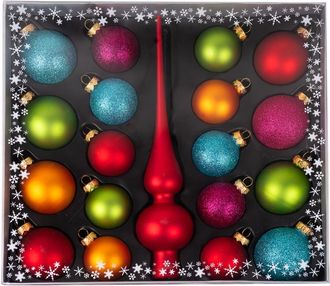 Magic Bodyfashion Weihnachtskugeln MAGIC Kugelsortiment Glas Dekor 19 TLG. mit Spitze Christbaumkugeln Christbaumschmuck Tannenbaum Deko Weihnachten (Mille Fiori)