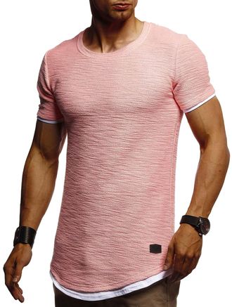 LEIF NELSON T-Shirt Herren Sommer Rundhals-Ausschnitt (Rosa Größe XXL), Regular Fit Herren-T-Shirt 100% Baumwolle Casual Basic Männer T-Shirt Kurzarm
