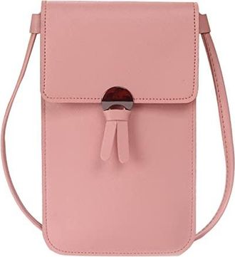 Generic Sac à bandoulière pour femme avec bandoulière réglable et fenêtre visuelle pour téléphone portable, sac à bandoulière décontracté pour femme, rose, Ta