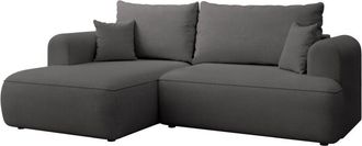 Selsey Selsey Ovo Mini - Eckschlafsofa linksseitig mit Stauraum, Easy-Clean-Chenille-Bezug, dunkelgrau