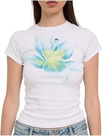 Generic T-shirt court pour femme Going Out Y2K amincissant tendance athl&eacute;tique d&eacute;contract&eacute; court d&eacute;t&eacute; graphique ample 2025 f&ecirc;te florale demi-chemises t-shirts