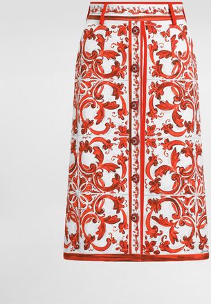 Dolce & Gabbana Rock Aus Brokat Mit Schmuckkn&ouml;pfen In Majolika-print - Frau Unterw&auml;sche Mehrfarbig 42