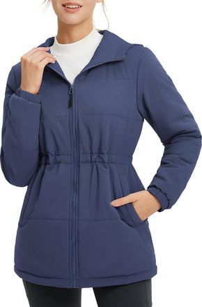 Baleaf Damen Steppjacke Leichte &Uuml;bergangsjacke Runningjacke Lang Pufferjacke Isolierte Wanderjacke Warme Fleecejacke Winterjacke mit Rei&szlig;verschluss Blau XXL