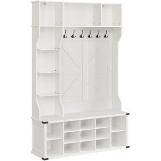 Vasagle Vasagle - Porte-Manteau avec Banc &agrave; Chaussures, Meuble dEntr&eacute;e, &Eacute;tag&egrave;res R&eacute;glables, 20 Compartiments, 6 Crochets, Autoportant, pour Entr&eacute;e, Couloir