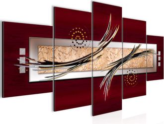 Runa Art Bilder Abstrakt 200 x 100 cm 5 Teilig XXL Wanddekoration Design Rot Beige Braun 103951a