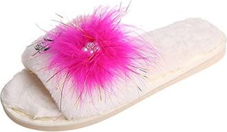 Generic Pantoufles chaudes en coton doux pour femme et homme - Pantoufles confortables en coton léger - Pantoufles dhiver fermées - Chaudes et légères, Rose, 