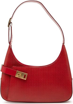 Ferragamo Hobo Bags - Gancini Embossed Leather Shoulder Bag - Gr. unisize - in Rot - f&uuml;r Damen