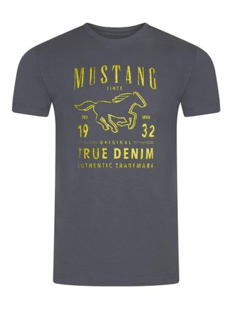 Mustang Jeans Tshirt Herren Regular Fit Rundhals Kurzarm Sommer Tee Shirt Logoprint Baumwolle, Gr&ouml;&szlig;e:6XL, Farbe:Castlerock (1014003-4111)
