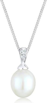 DIAMORE Elli DIAMONDS Collier Femmes avec Perles dEau Douce et Diamant (0.04 ct) en Argent Sterling 925