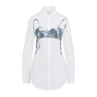 Jean Paul Gaultier Femme, Blouses et Chemises, Blanc, Taille: 34 FR Chemise Soutien-Gorge Scann&eacute;