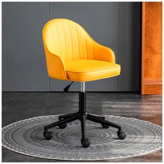 Generic Drehbarer Schreibtischstuhl Aus Leder - H&ouml;henverstellbarer, Ergonomischer B&uuml;rostuhl Mit 360&deg;-R&auml;dern for Zuhause, Schlafzimmer Oder Schminktisch(Yellow
