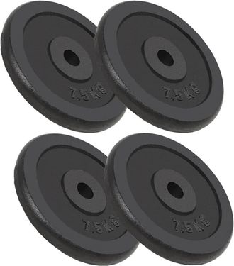 vidaXL 4x Hantelscheiben Gewichtsscheiben Hantel Gewichte Scheiben Hantelscheibenset f&uuml;r Langhantel Kurzhantel 4x7,5kg Guss Gusseisen Schwarz