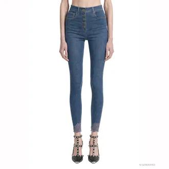 Valentino Denim and Lace Trousers
