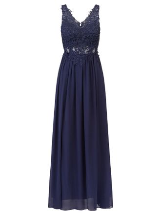 Apart Fashion Apart Abendkleid aus hochwertigem Polyester Material mit V-Ausschnitt, Navy, 38