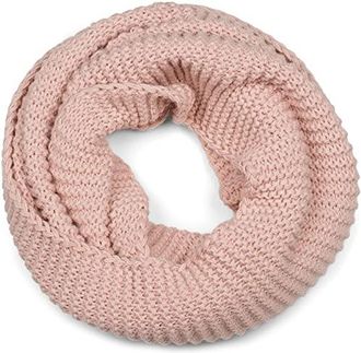 styleBREAKER &Eacute;charpe femme tricot&eacute;e Loop Unicolore avec motif tricot &agrave; gauche, chaude &eacute;charpe tube tricot&eacute;e hiver 01018166, couleur:Rose