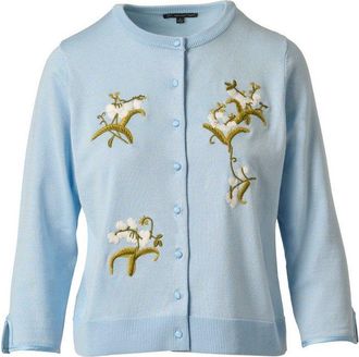 Adrianna Papell Strickjacke Embroidered Crew Neck Cardigan Charmanter Cardigan im Vintage-Stil