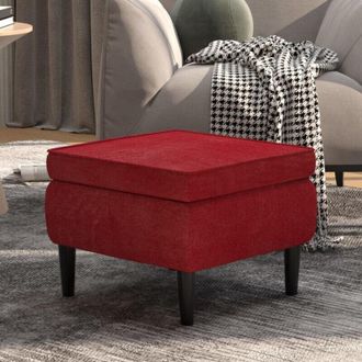 vidaXL Tabouret avec pieds en bois Rouge bordeaux Velours Vidaxl